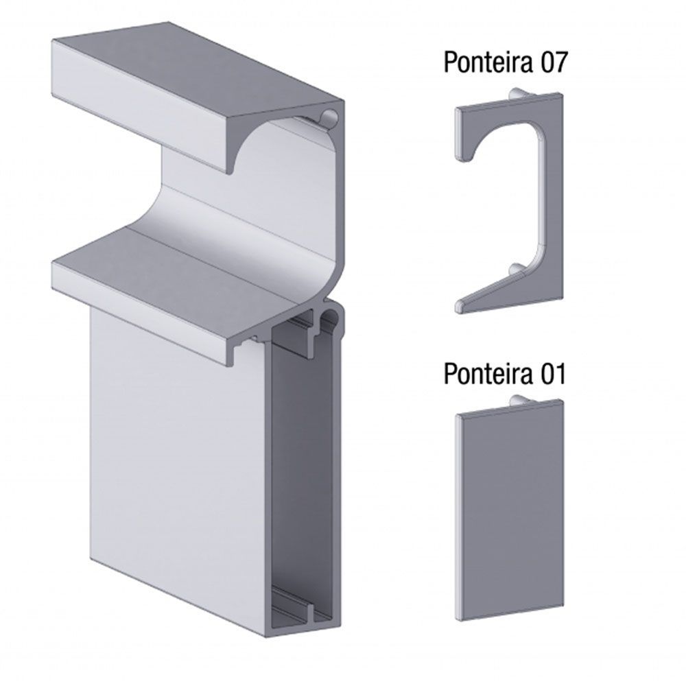 PERFIL PARA PORTA COM PUXADOR 6M GRAFITE (PONTEIRA 01/07) REF. 3345 ...